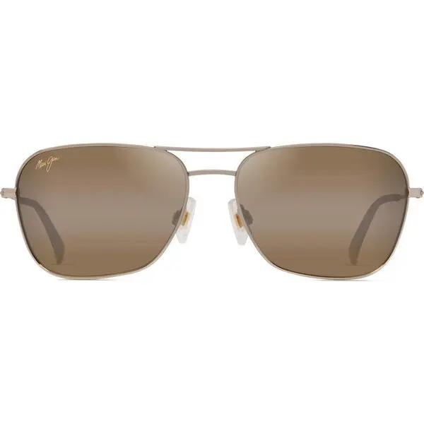Maui Jim Naauao Aviator Sunglasses - Gold Red Brown