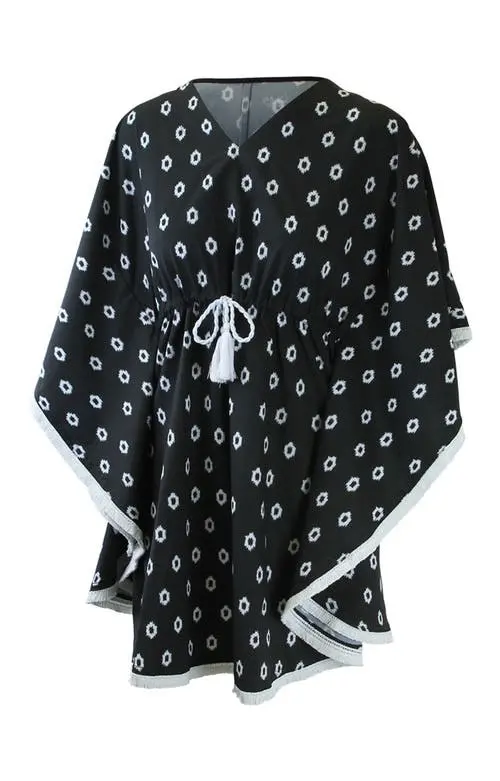 UV SKINZ Kaftan Cover-up - Black Boho Dot