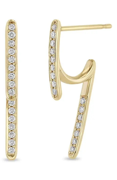 Zoe Chicco Talon Diamond Hoop Earrings - 14k Yellow Gold