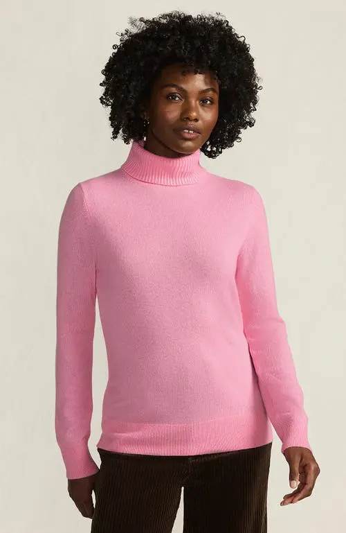 LANDS' END Cashmere Turtleneck Sweater - Seaside Pink