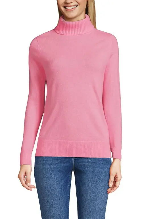 LANDS' END Cashmere Turtleneck Sweater - Seaside Pink