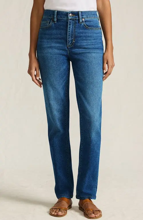 LANDS' END Recover High Rise Straight Leg Jeans - Indigo Tide Blue