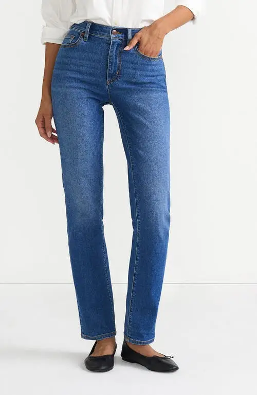LANDS' END Recover High-rise Straight Leg Jeans - Indigo Tide Blue