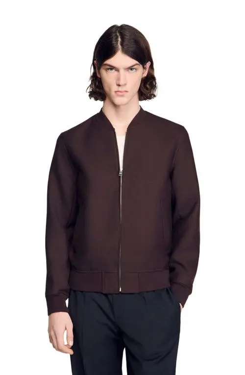 Sandro Zip-up Bomber Jacket - Chocolate