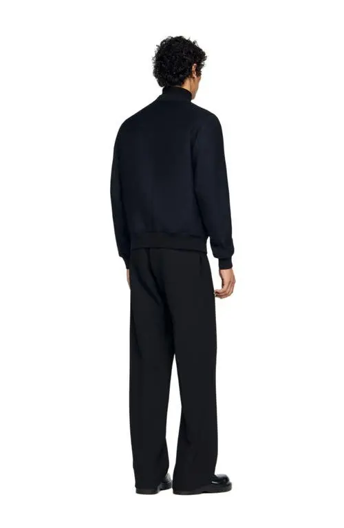 Sandro Technical Wool Blend Zip-up Bomber Jacket - Navy Blue