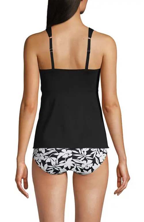 LANDS' END Adjustable Scoop Neck Tankini Top - Black