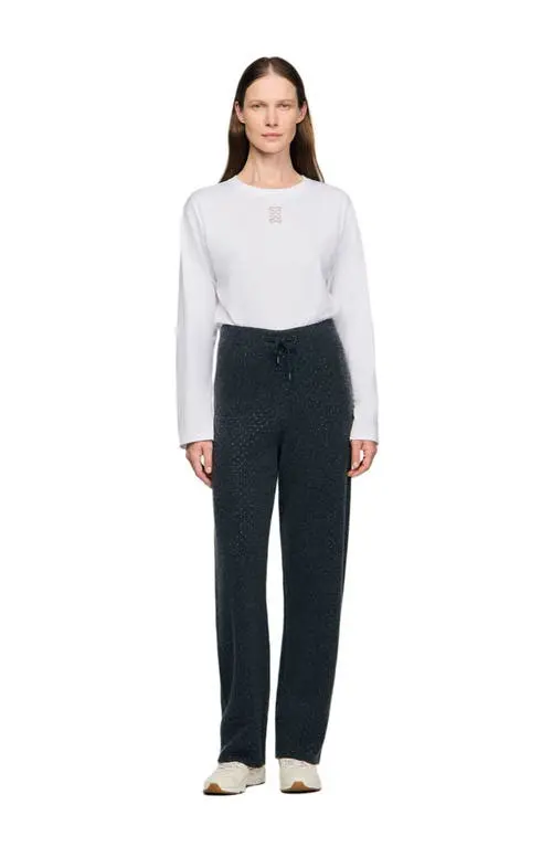 Sandro Knit Rhinestone Trousers - Charcoal Grey