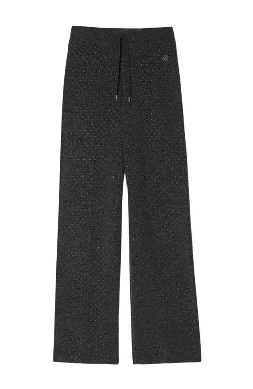 Sandro Knit Rhinestone Trousers - Charcoal Grey