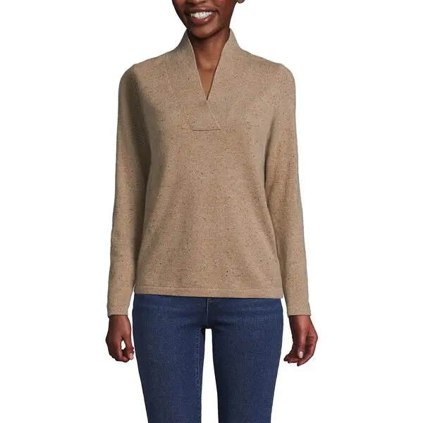 LANDS' END Cashmere Shawl Neck Sweater