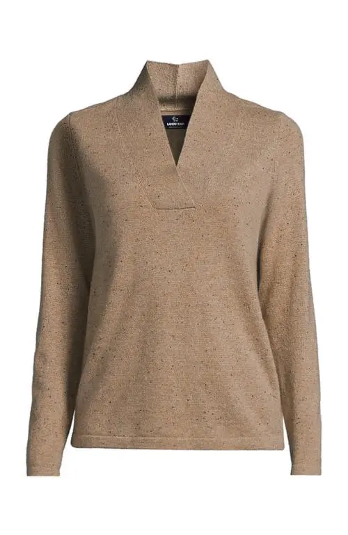 LANDS' END Cashmere Shawl Neck Sweater