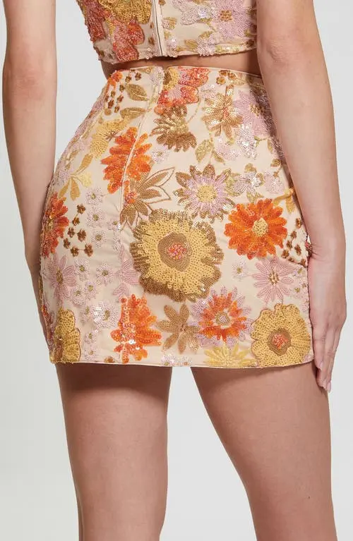 Guess Fia Floral Sequin Mini Skirt