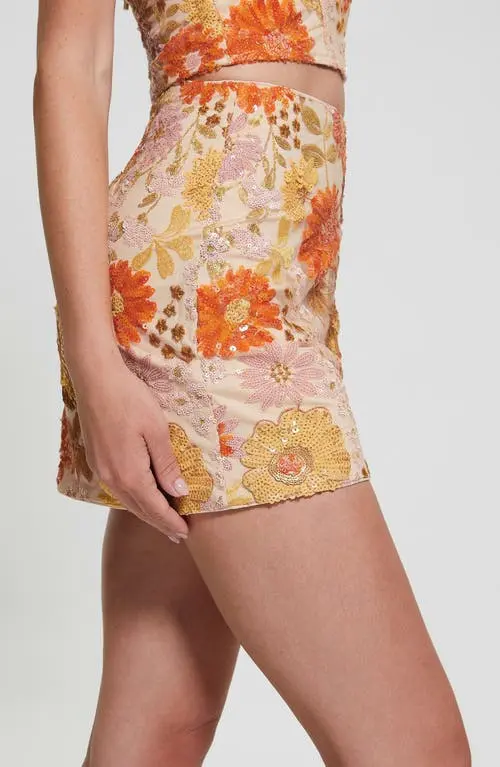 Guess Fia Floral Sequin Mini Skirt