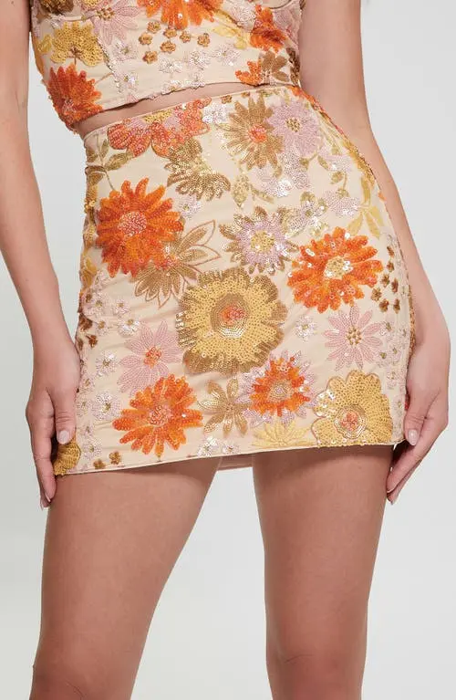Guess Fia Floral Sequin Mini Skirt