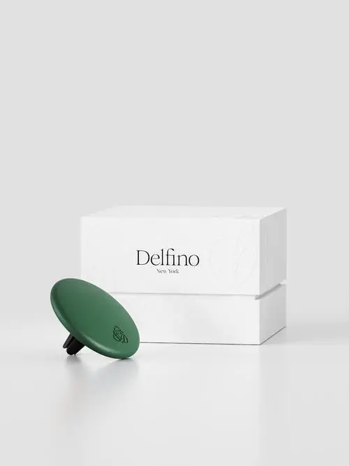 DELFINO Fig Green Lambskin Car Diffuser And Insert