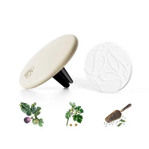 DELFINO Fig Cream Lambskin Car Diffuser And Insert - Tesla