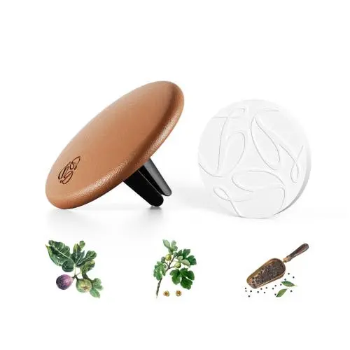 DELFINO Fig Camel Lambskin Car Diffuser And Insert - Regular