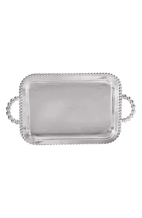 MARIPOSA Pearled Trim Large Service Tray - Silver