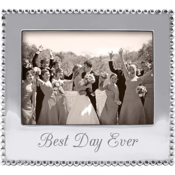 MARIPOSA Best Day Ever Beaded Trim Picture Frame - Silver