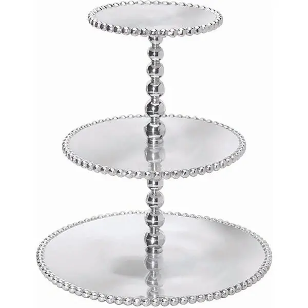 MARIPOSA String Of Pearls Tiered Cupcake Stand - Silver