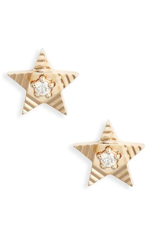 DANA REBECCA DESIGNS Diamond Fluted Star Stud Earrings - Yellow Gold