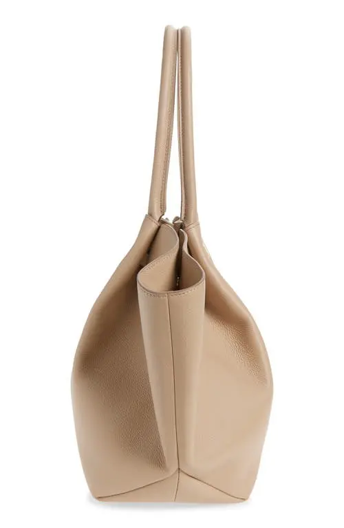 DEMELLIER New York East/west Leather Tote - Light Taupe