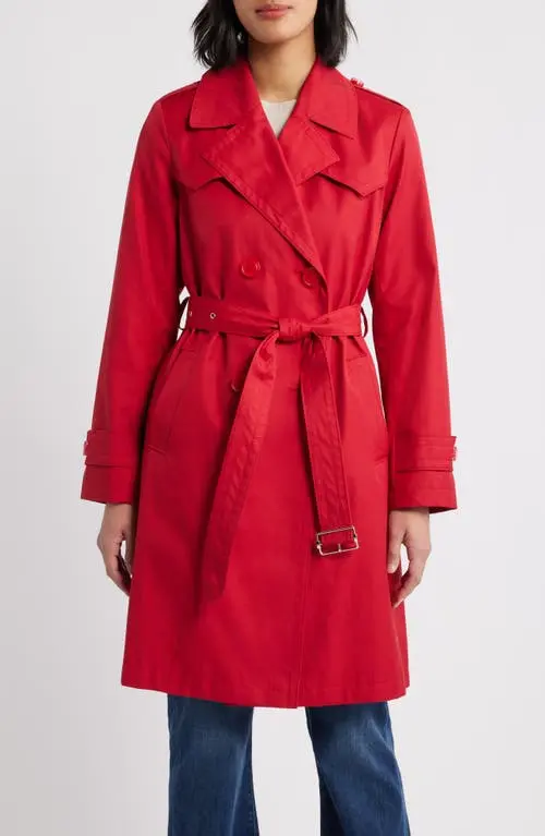 Via Spiga Water Resistant Cotton-blend Trench Coat - Ruby Red