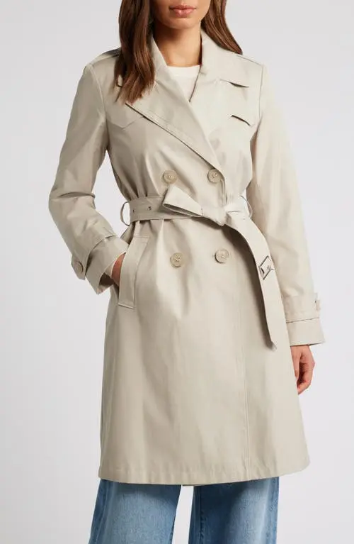 Via Spiga Water Resistant Cotton-Blend Trench Coat In Tone Cream