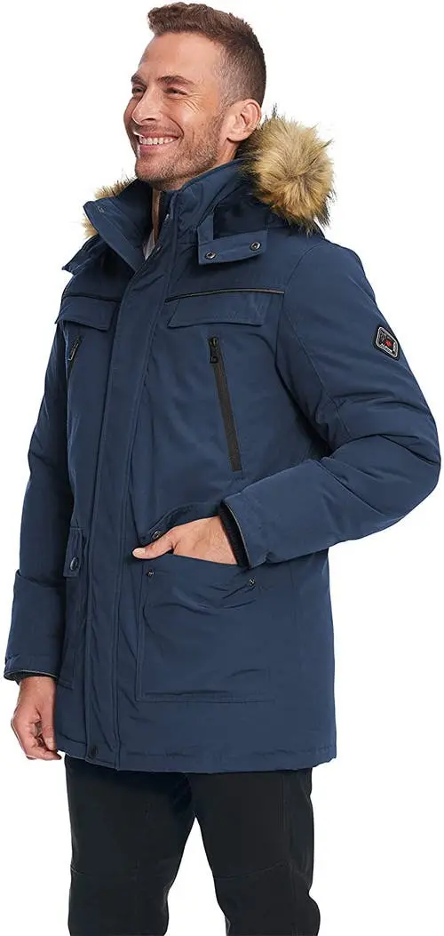 ALPINE NORTH Vegan Down Winter Parka With Removable Faux Fur - Navy