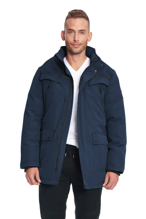 ALPINE NORTH Vegan Down Winter Parka With Removable Faux Fur - Navy