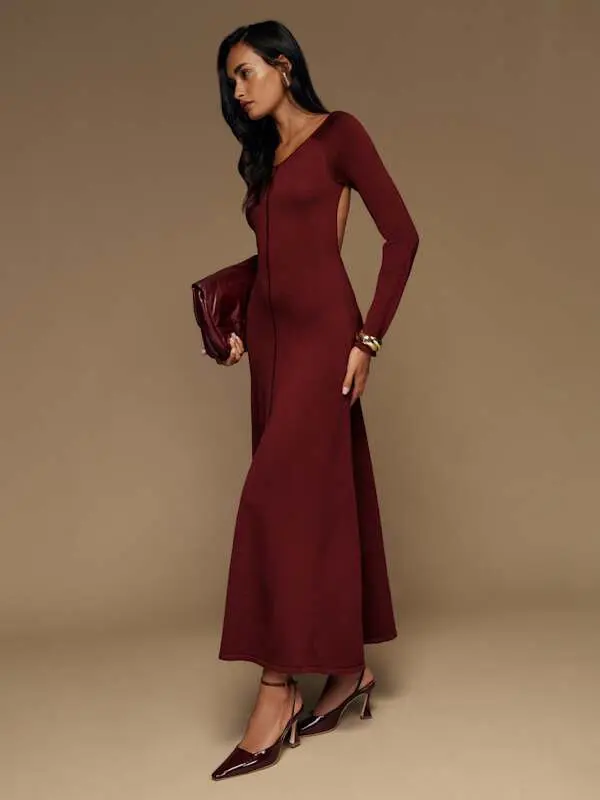 REFORMATION Livia Regenerative Merino Sweater Dress - Red