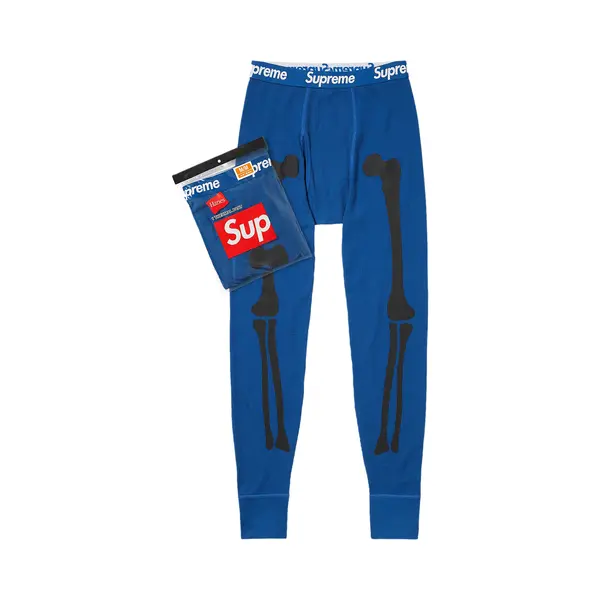 Supreme X Hanes Bones Thermal Pant - Blue
