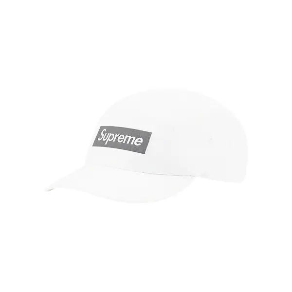 Supreme Reflective Jacquard Logo Camp Cap - White