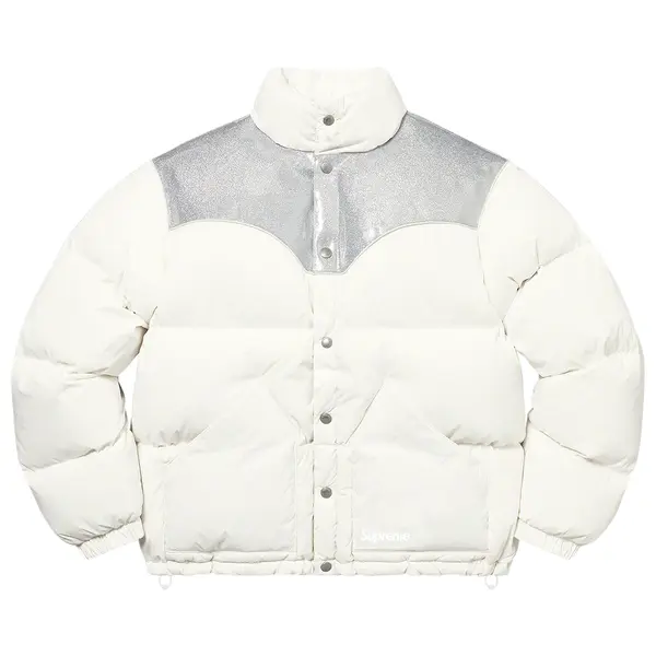 Supreme Glitter Yoke Down Puffer Jacket - White