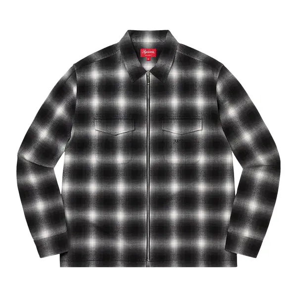 Supreme Shadow Plaid Flannel Zip Up Shirt
