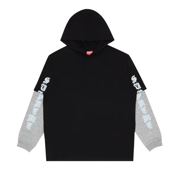 Supreme Layered Hooded Long-sleeve Top - Black