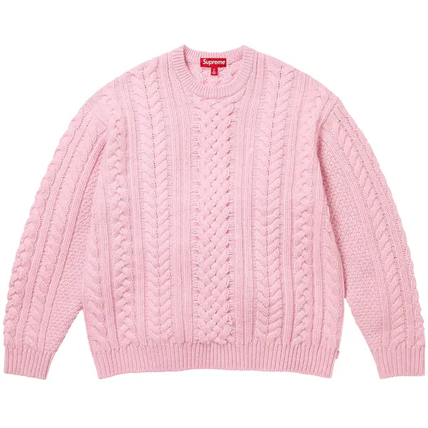 Supreme Appliqué Cable Knit Sweater - Pink