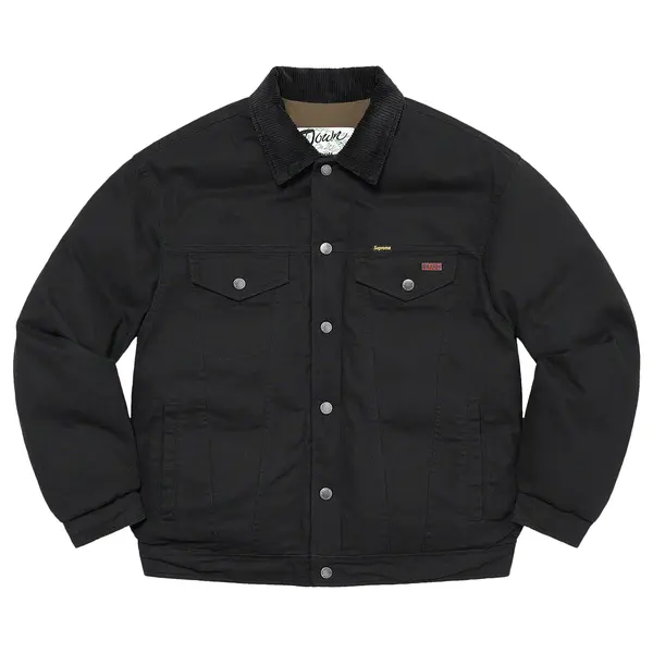 Supreme X Schott Canvas Down Trucker Jacket - Black