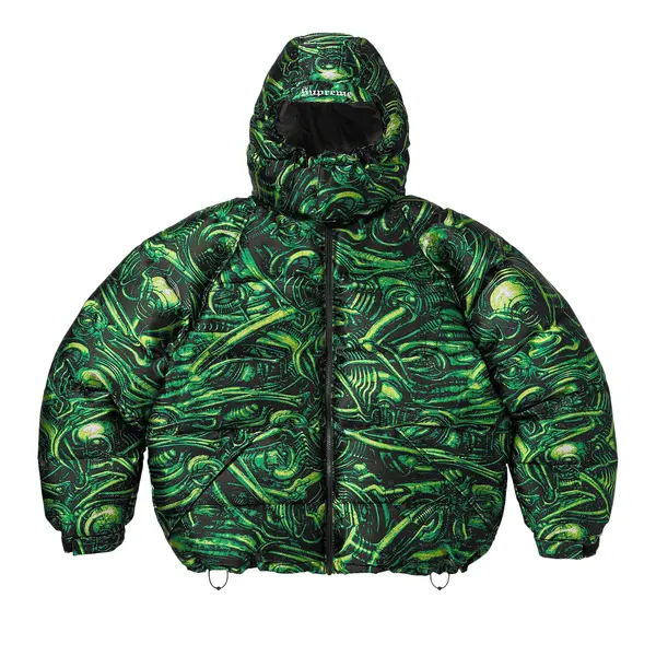Supreme H.r. Giger Jacquard Down Puffer Jacket - Green