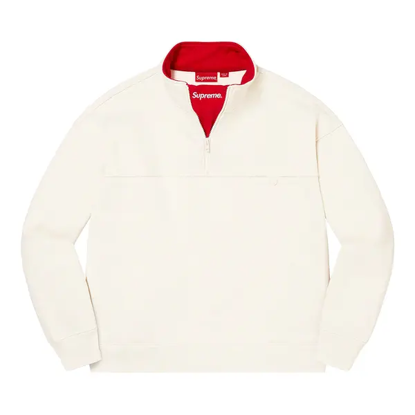 Supreme Washed Half Zip Pullover - Cream