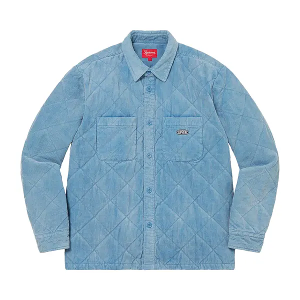 Supreme Quilted Corduroy Shirt 'slate - Blue