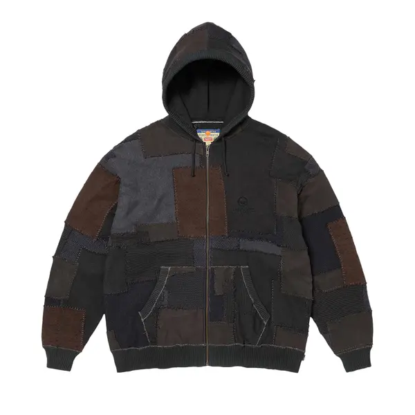 Supreme X Blackmeans Patchwork Zip Up Hooded Sweater