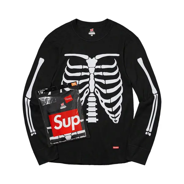 Supreme X Hanes Bones Thermal Crew - Black