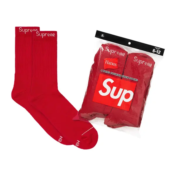 Supreme X Hanes Crew Socks - Red