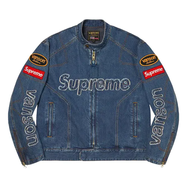 Supreme X Vanson Leathers X Cordura Denim Jacket - Blue