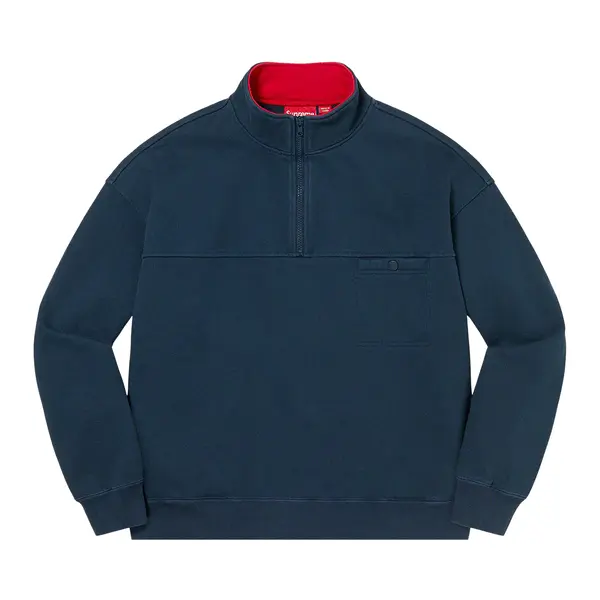 Supreme Washed Half Zip Pullover - Blue