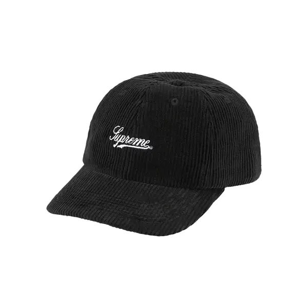 Supreme Script Corduroy 6-panel Cap - Black