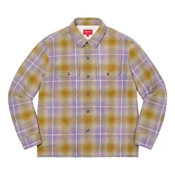 Supreme Shearling Lined Flannel Shirt 'olive - Green