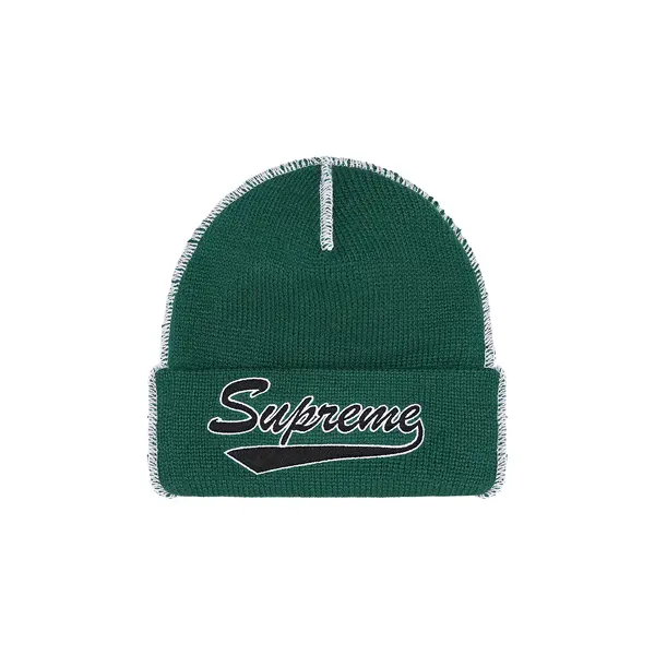 Supreme Contrast Stitch Beanie - Green