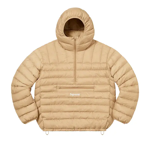 Supreme Micro Down Half Zip Hooded Pullover - Tan