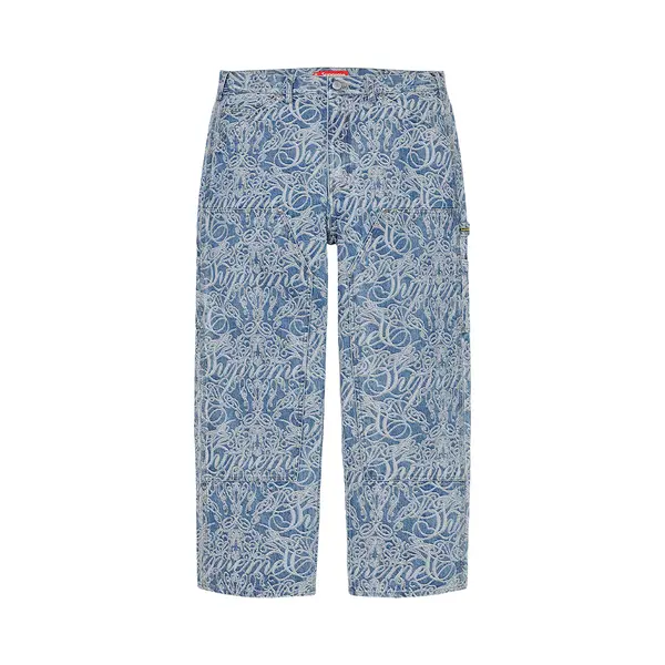 Supreme Script Jacquard Double Knee Denim Painter Pant - Blue